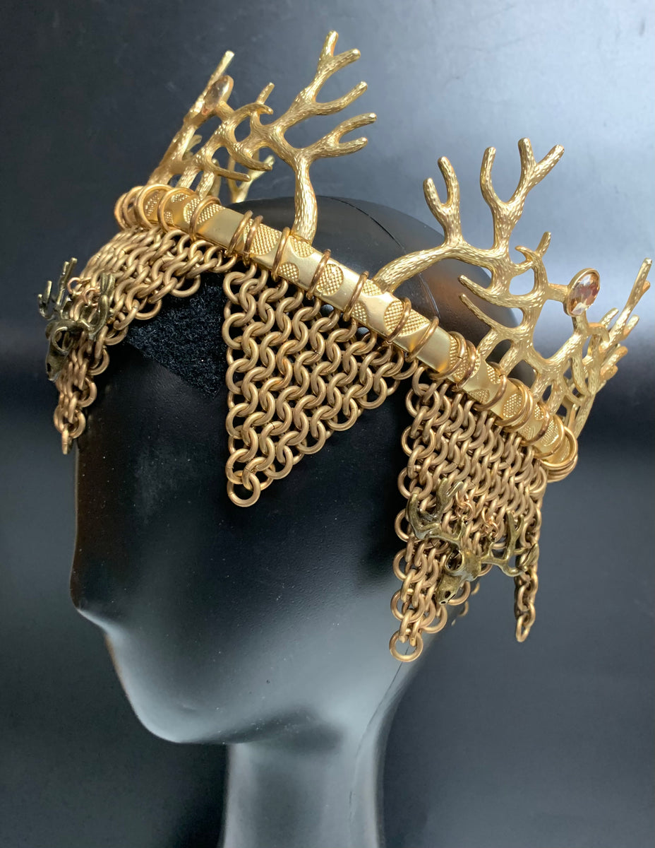 Brass chainmail battle crown – Dark Hammer Chainmail