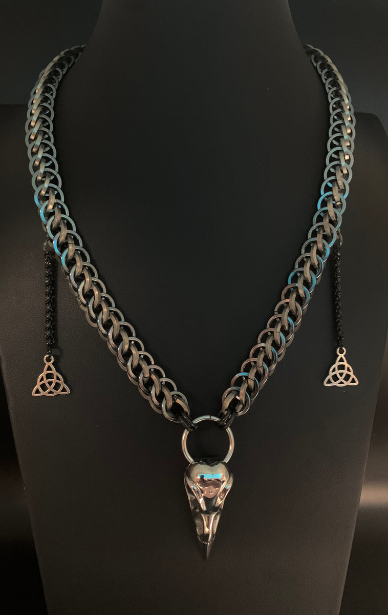 Celtic Raven skull chainmail necklace – Dark Hammer Chainmail