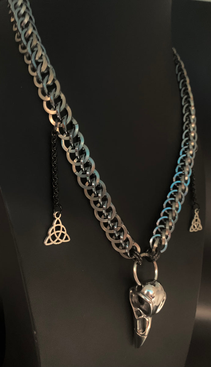 Celtic Raven skull chainmail necklace – Dark Hammer Chainmail