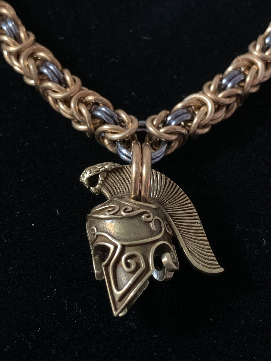 Spartan helmet chainmail necklace – Dark Hammer Chainmail