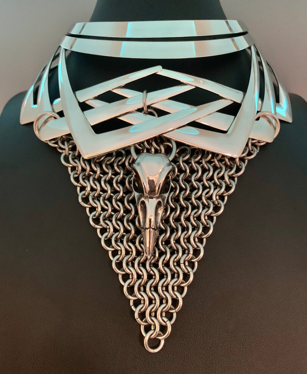 Raven skull chainmail choker – Dark Hammer Chainmail